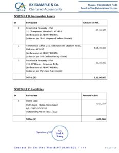Net Worth Certificate Format for Individual - CA Report Format